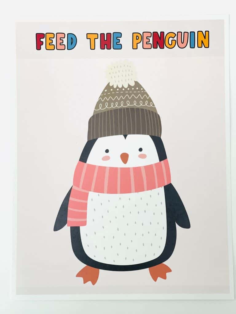 Feed The Penguin Winter Activity For Kids - Winter Preschool Craft