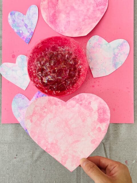 How to Make Bubble Art Heart Prints