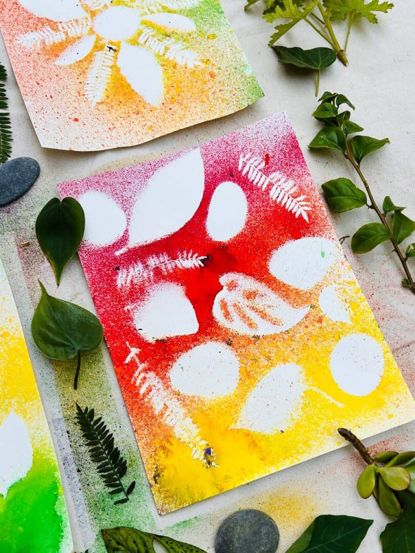 Nature Watercolor Spray Art - Fun Watercolor Painting Idea For Kids