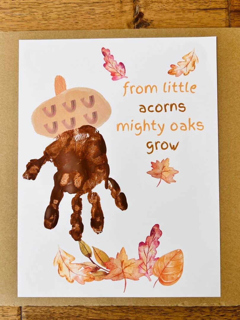 Acorn Handprint Art Is A Sweet Fall Keepsake Art For Kids