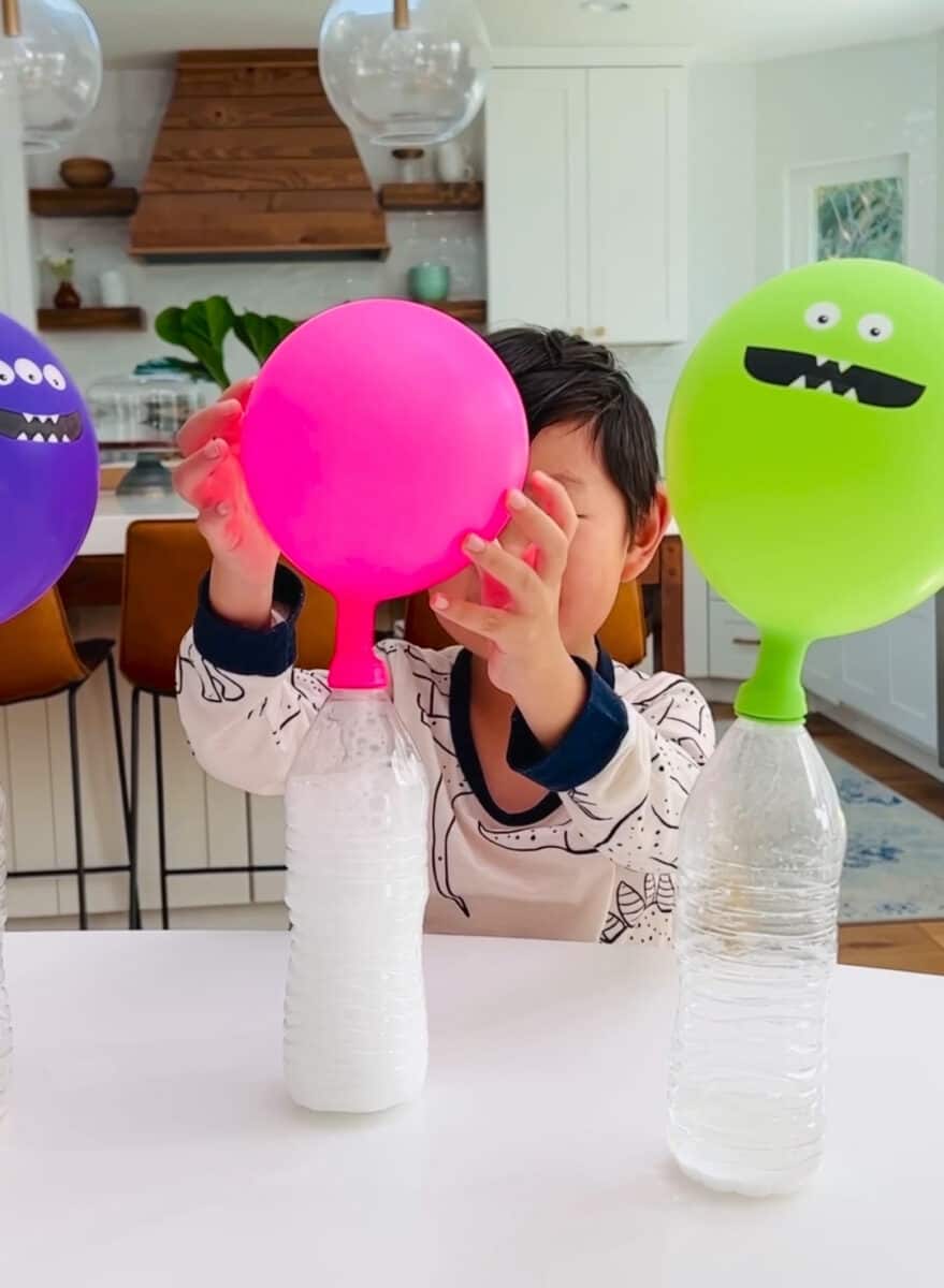 Halloween Science: Monster Vinegar Baking Soda Balloon