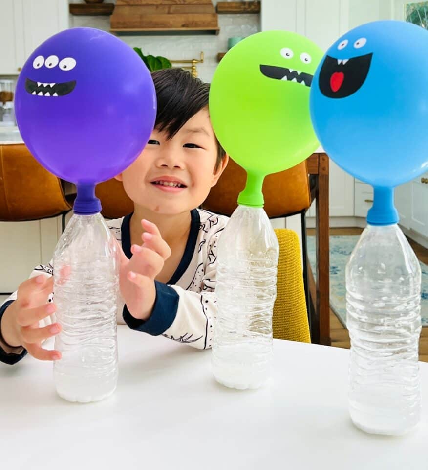 Halloween Science: Monster Vinegar Baking Soda Balloon