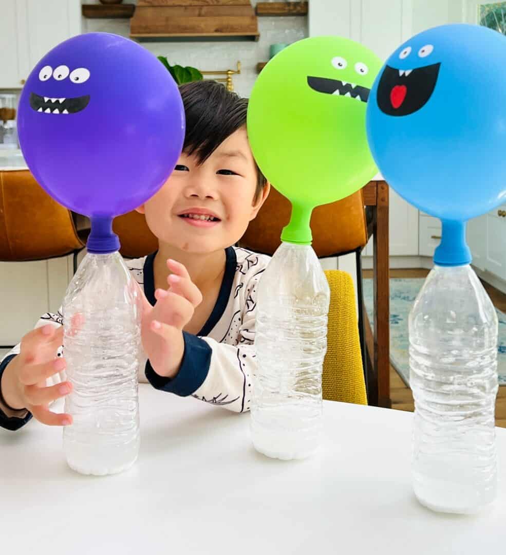 Halloween Science: Monster Vinegar Baking Soda Balloon