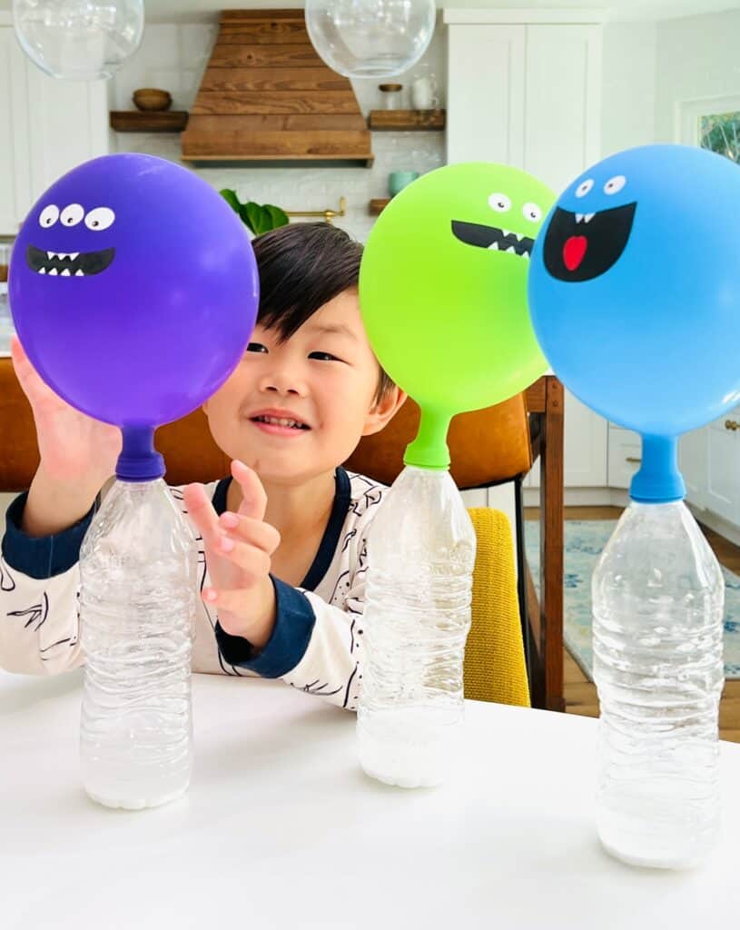 Halloween Science: Monster Vinegar Baking Soda Balloon