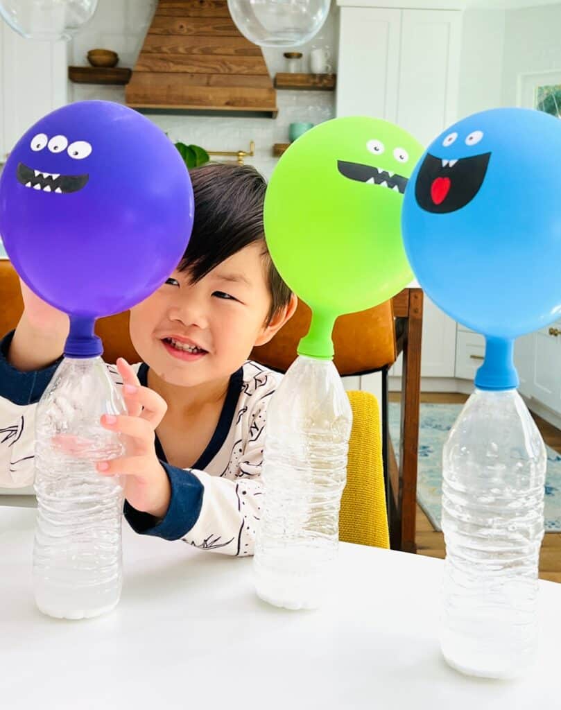 Halloween Science: Monster Vinegar Baking Soda Balloon