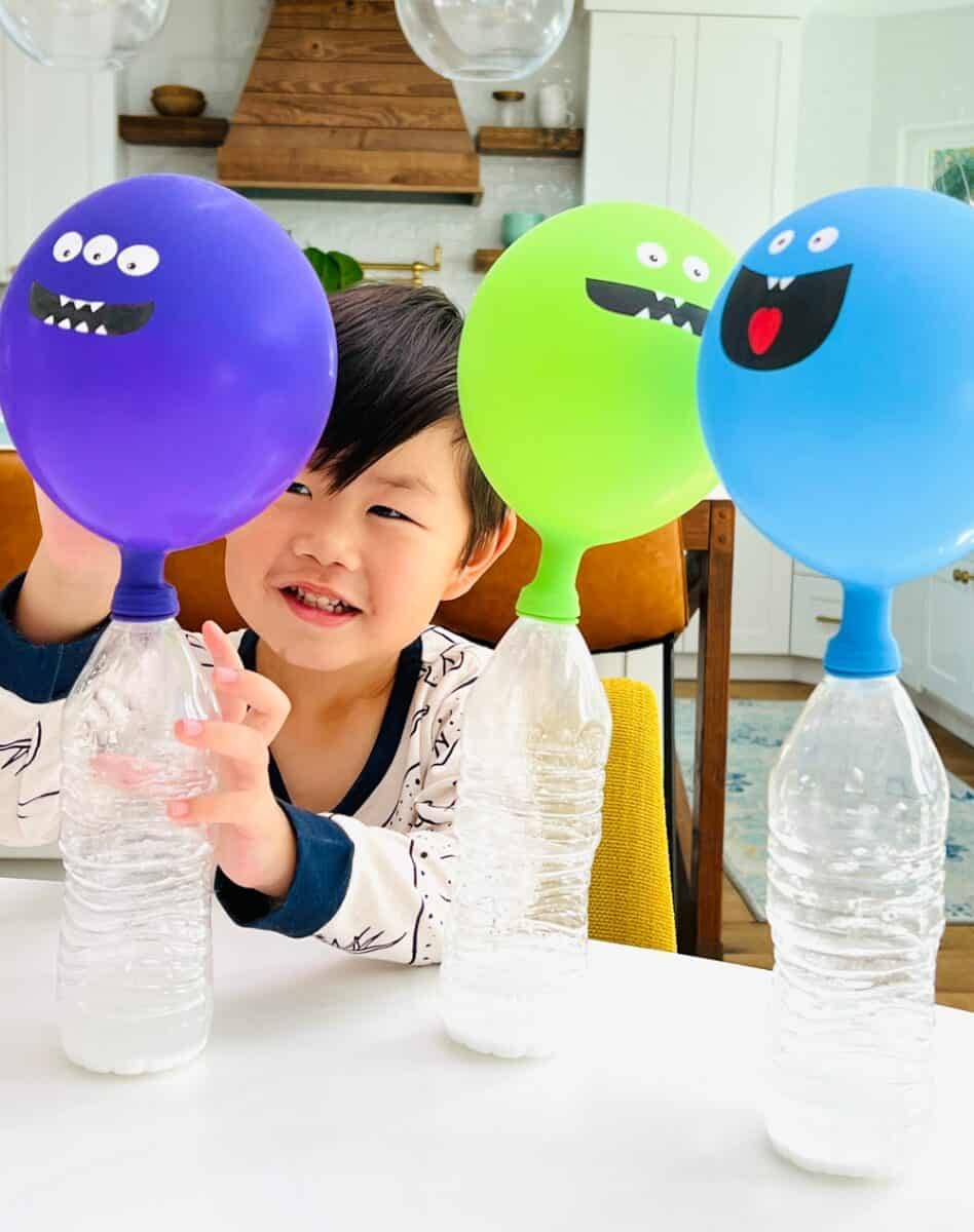 Halloween Science: Monster Vinegar Baking Soda Balloon
