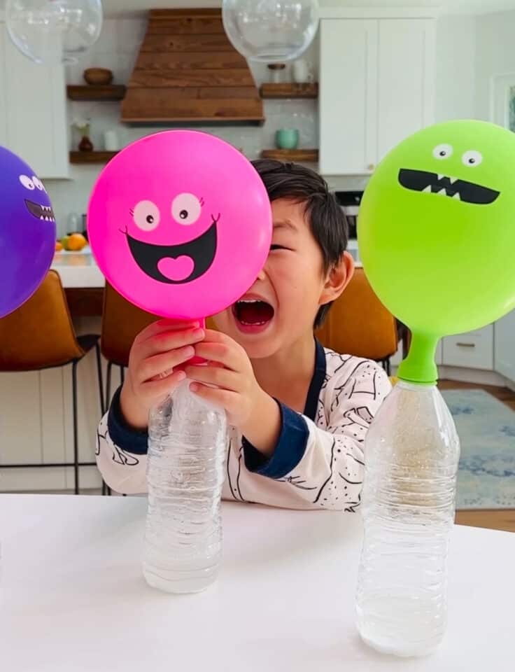 Halloween Science: Monster Vinegar Baking Soda Balloon