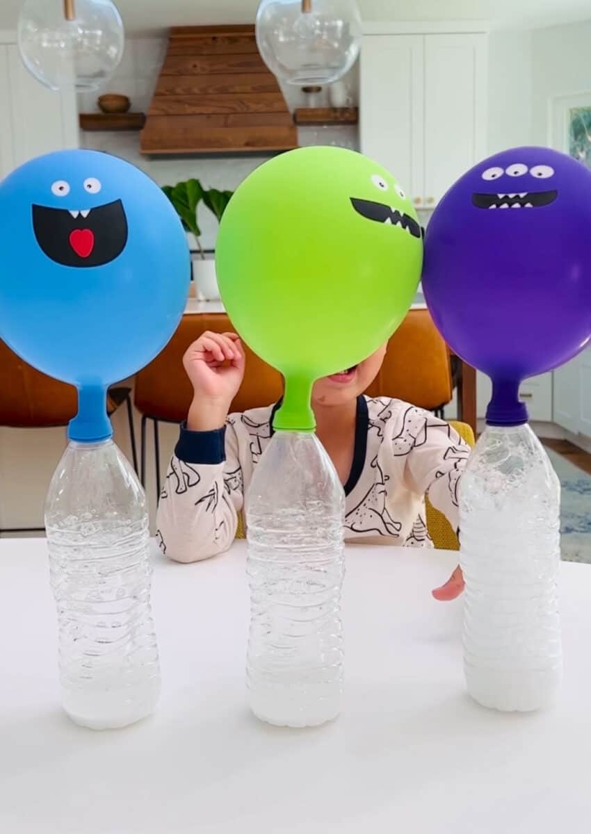 Halloween Science: Monster Vinegar Baking Soda Balloon