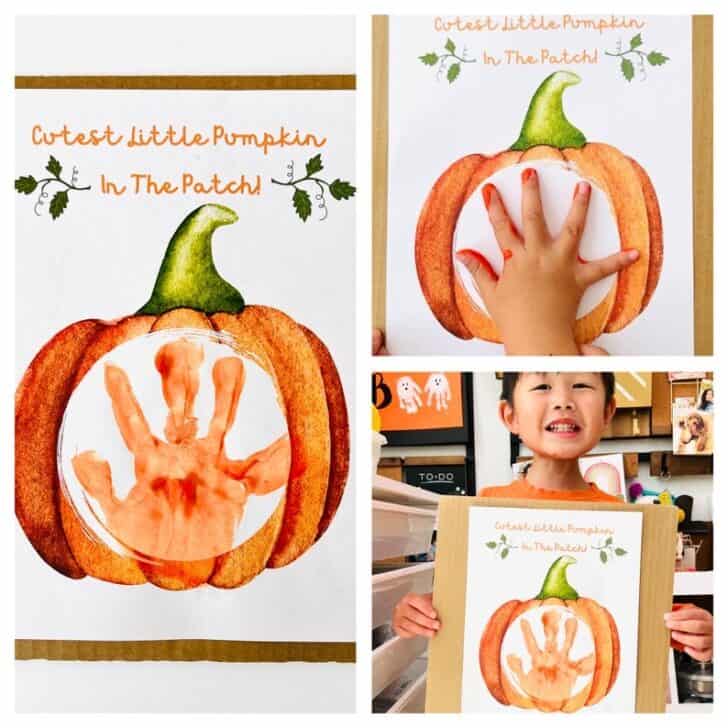 Pumpkin Handprint Art - With Printable Template