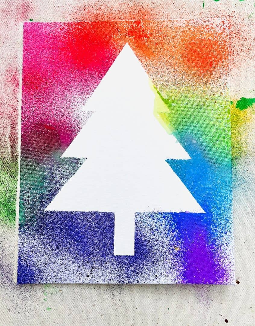 Watercolor Spray Paint Christmas Tree Art - Fun DIY Holiday Craft!