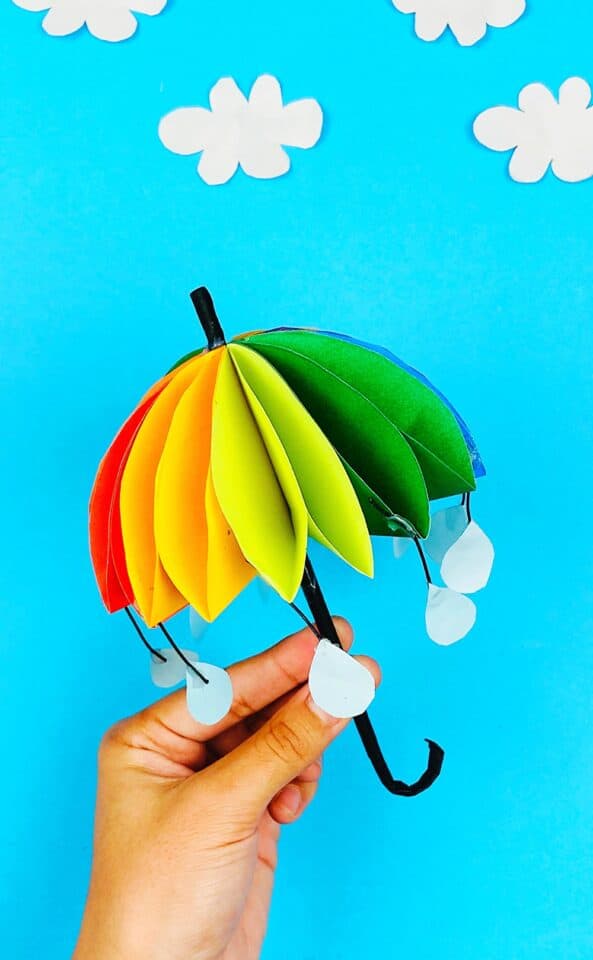Let's Make A Rainbow Paper Umbrella Craft