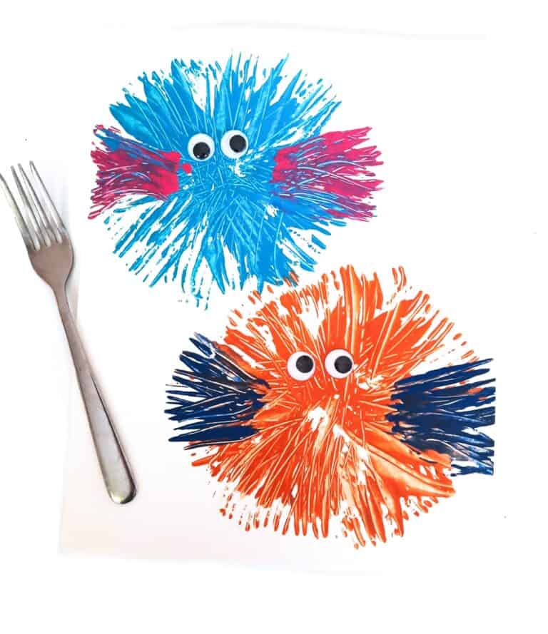 Fork Painted Puffer Fish Craft
