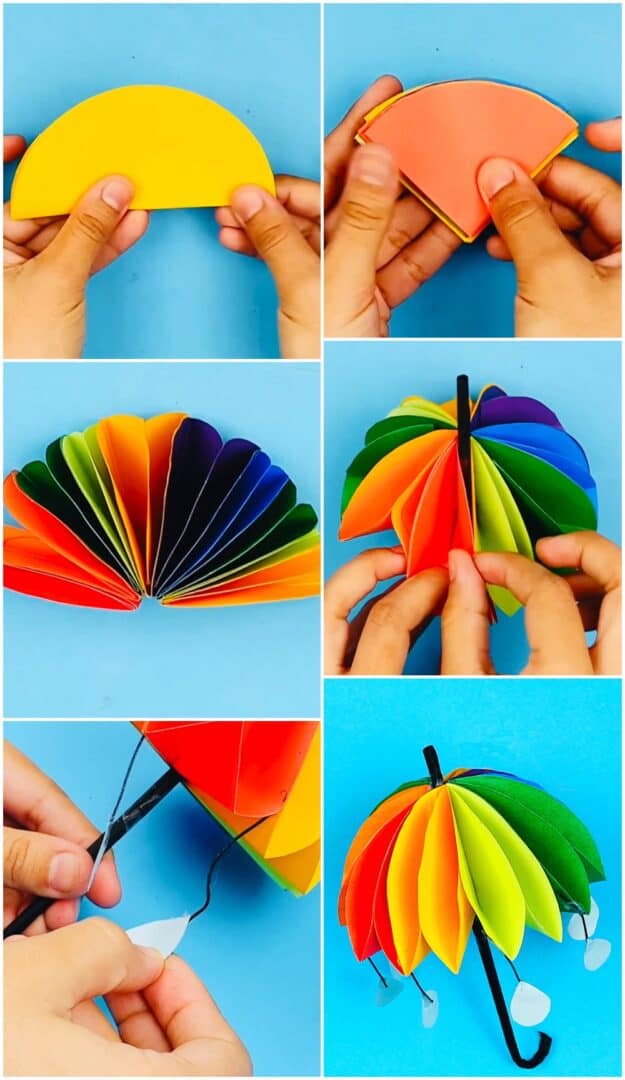 Let's Make A Rainbow Paper Umbrella Craft