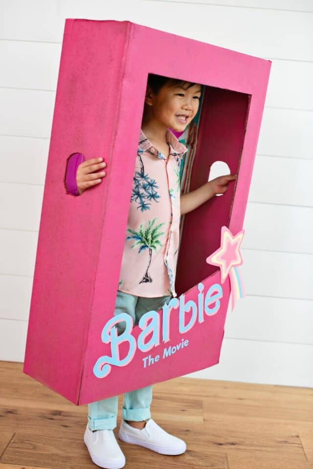 DIY Barbie Costume Using A Cardboard Box