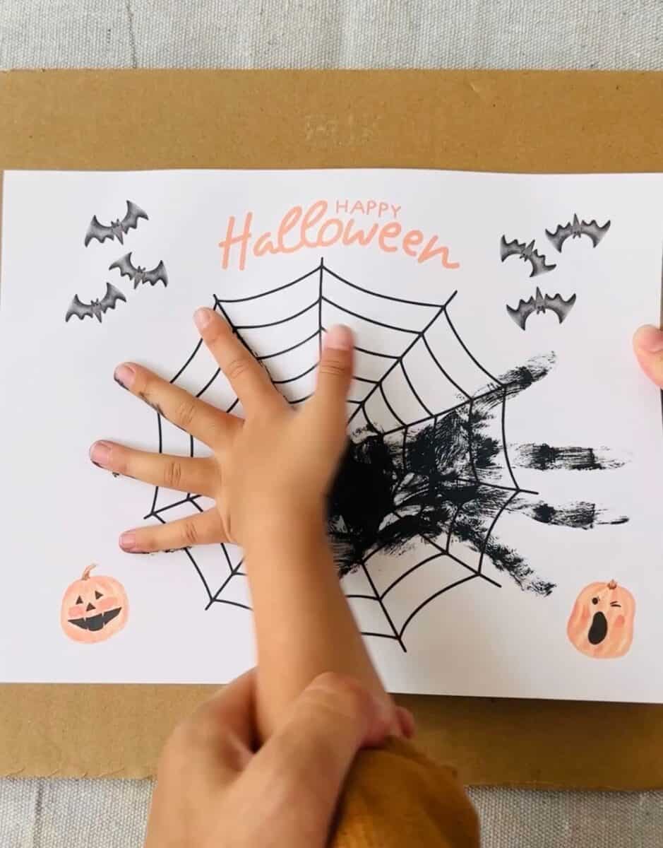 Spooky Cute Spider Handprint Art With Printable Template