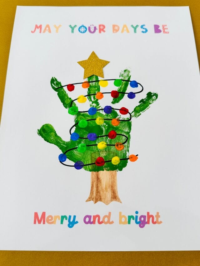 Christmas Tree Handprint Art With Printable Template