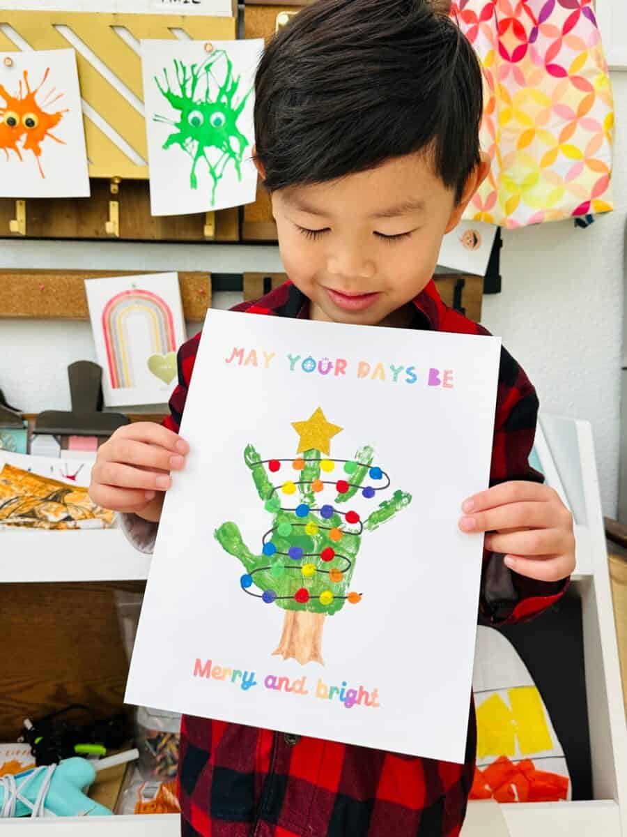 Christmas Tree Handprint Art With Printable Template