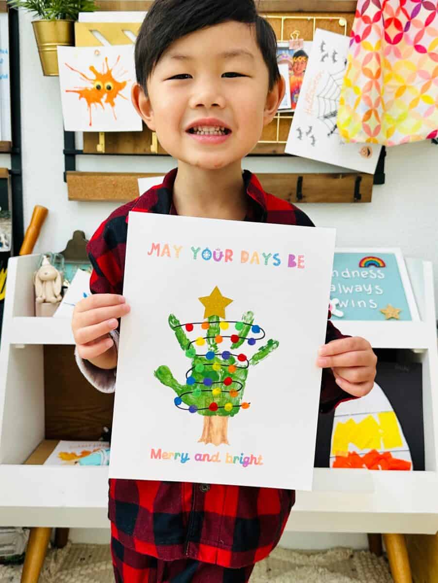 Christmas Tree Handprint Art With Printable Template