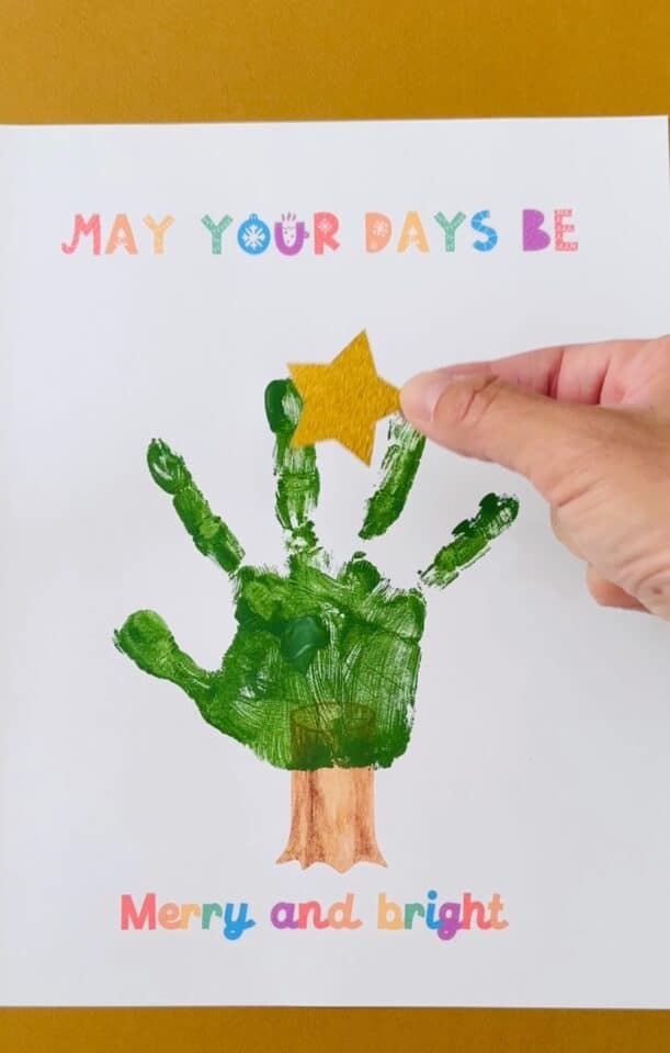 Christmas Tree Handprint Art With Printable Template