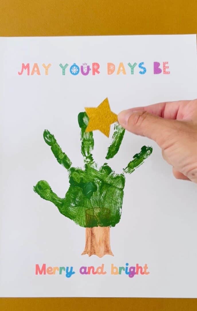 Christmas Tree Handprint Art With Printable Template