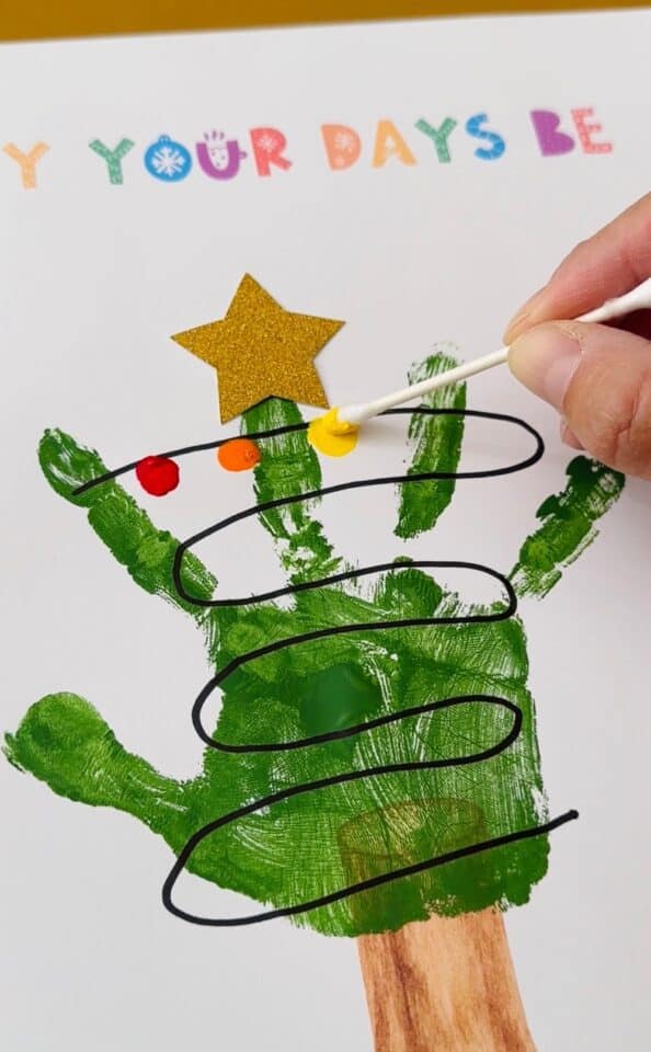 Christmas Tree Handprint Art With Printable Template