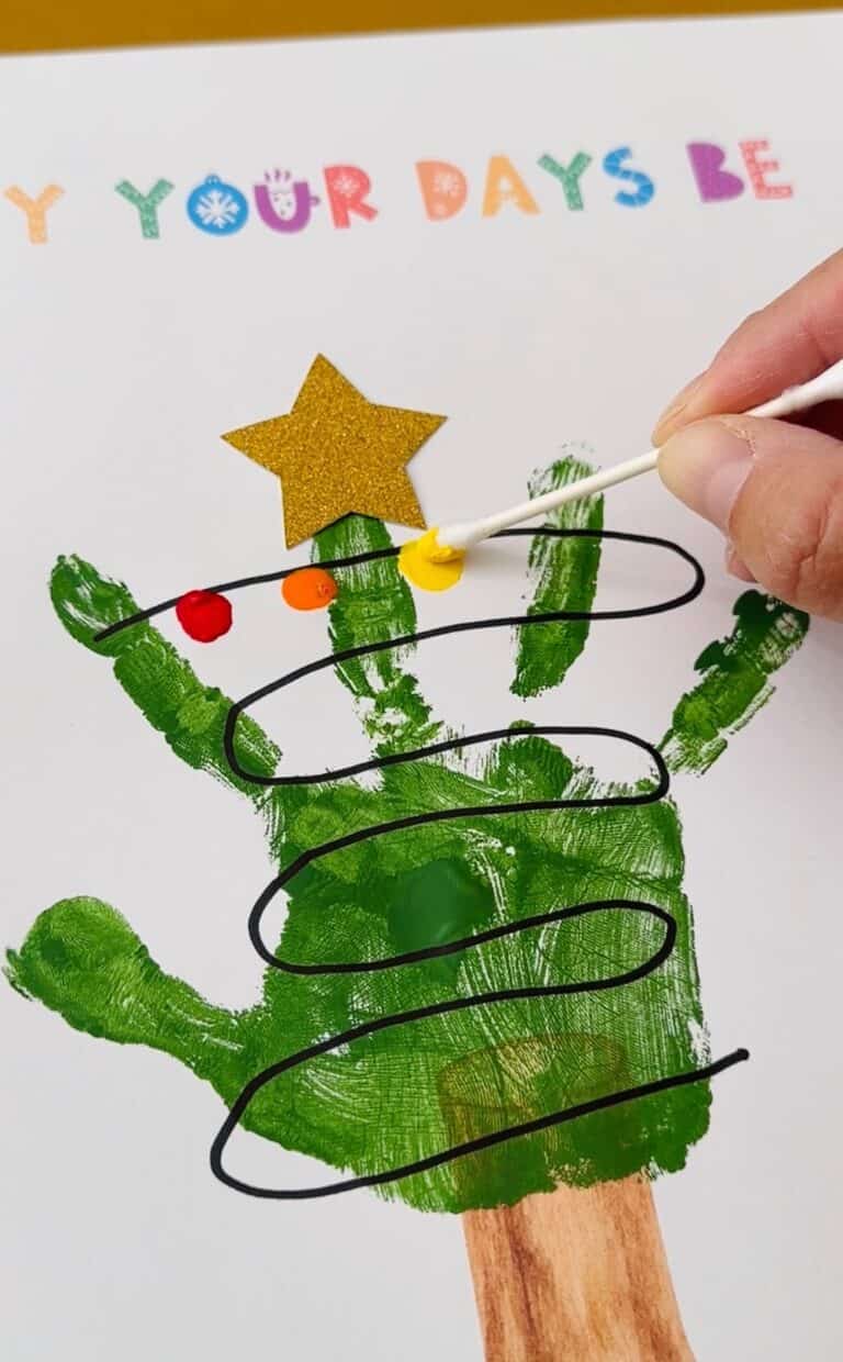 Christmas Tree Handprint Art With Printable Template