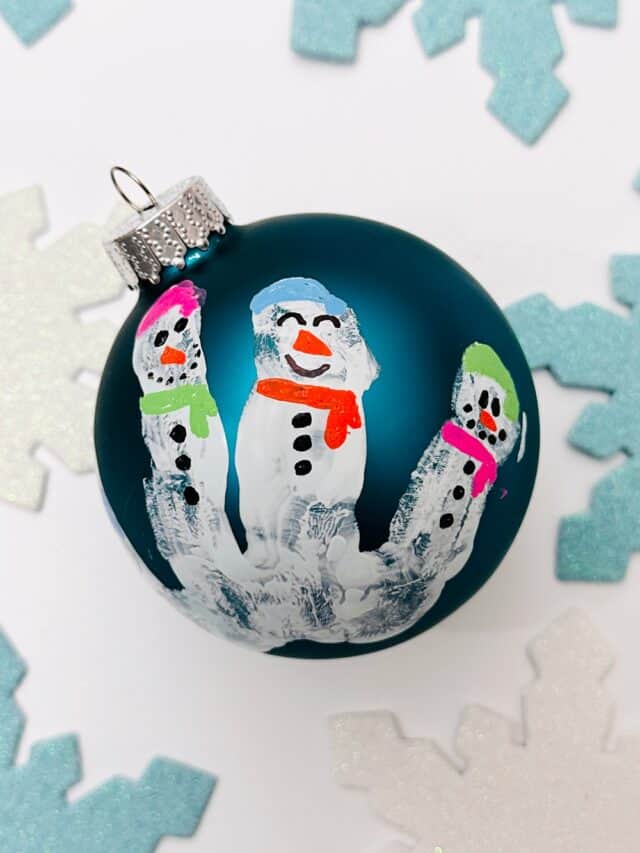 Snowman Handprint Ornament Craft