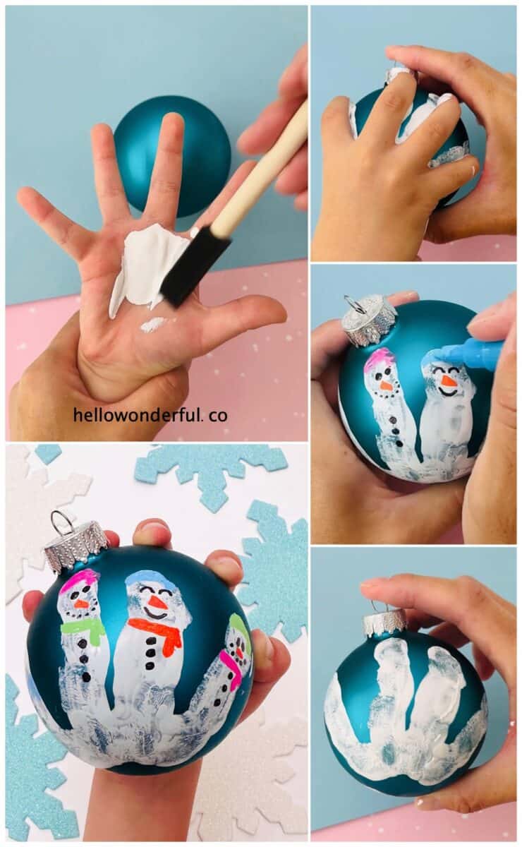 Snowman Handprint Ornament Craft