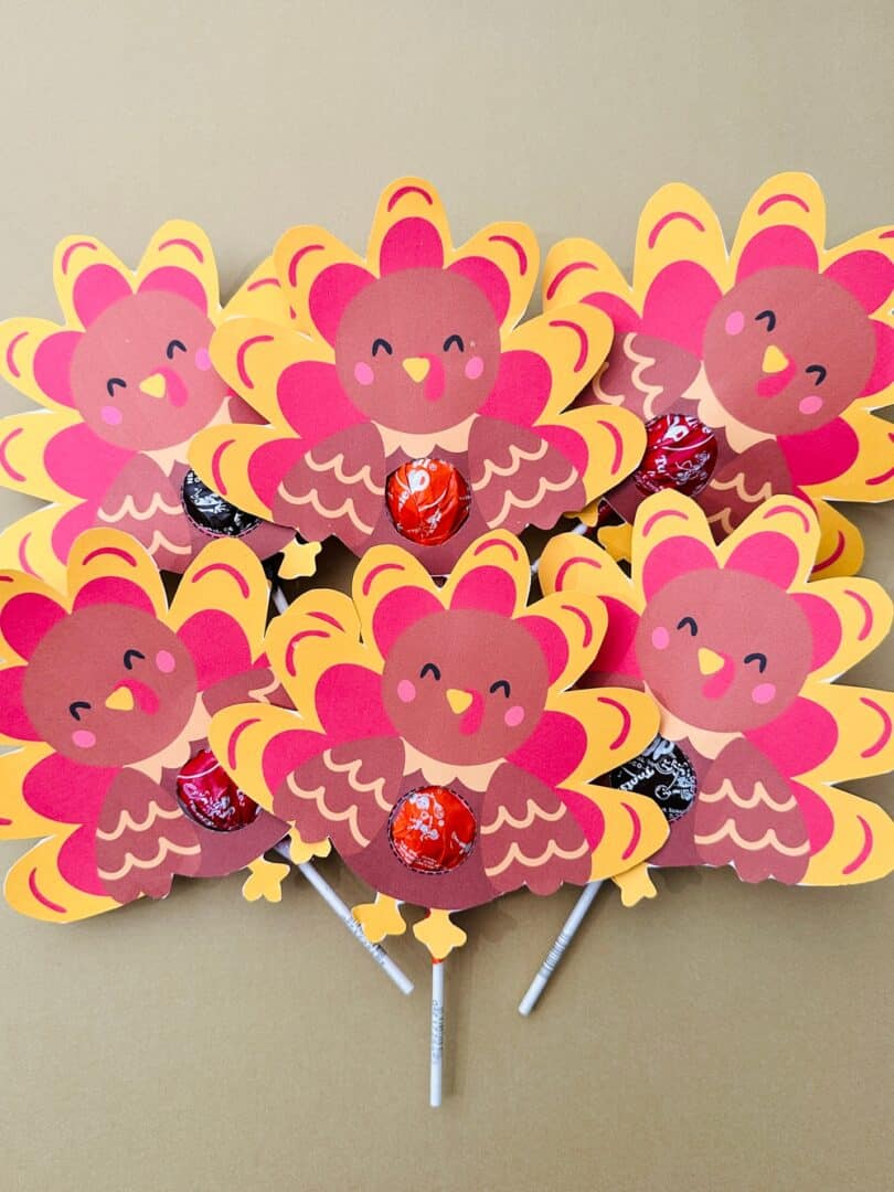Turkey Lollipops - Cute Thanksiving Treat With Printable