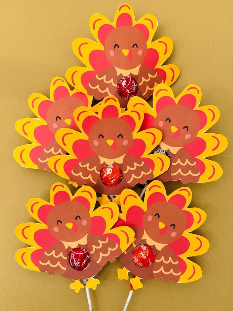 Turkey Lollipops - Cute Thanksiving Treat With Printable