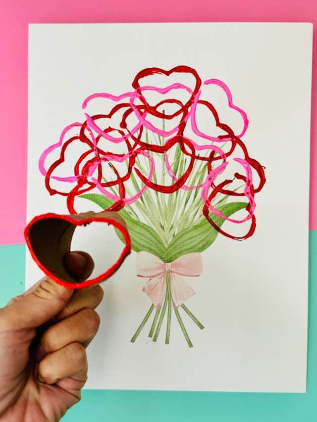 DIY Paper Tube Heart Stamp Flowers