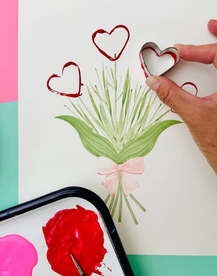Make Beautiful Heart Flower Art With Cookie Cutter Stamps