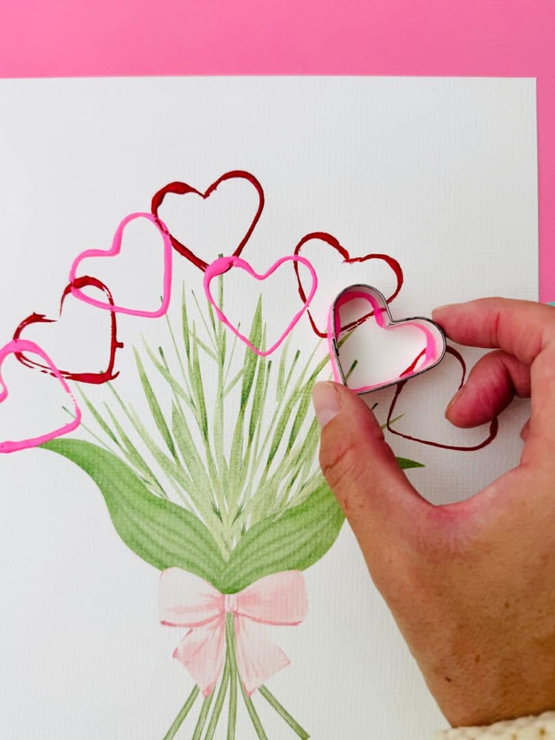 Make Beautiful Heart Flower Art With Cookie Cutter Stamps