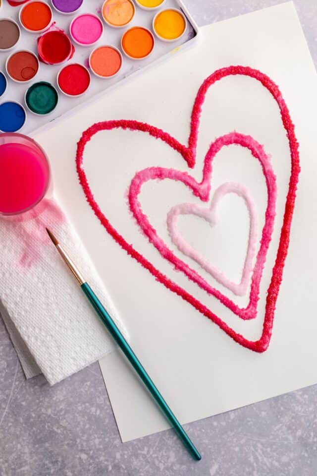 Heart Glue Salt Painting: Cute Valentine Art For Kids