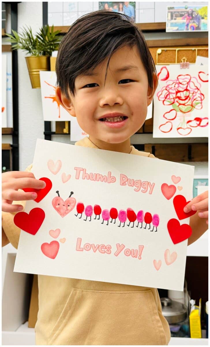 Cute Valentine Thumbprint Art - With Printable Template