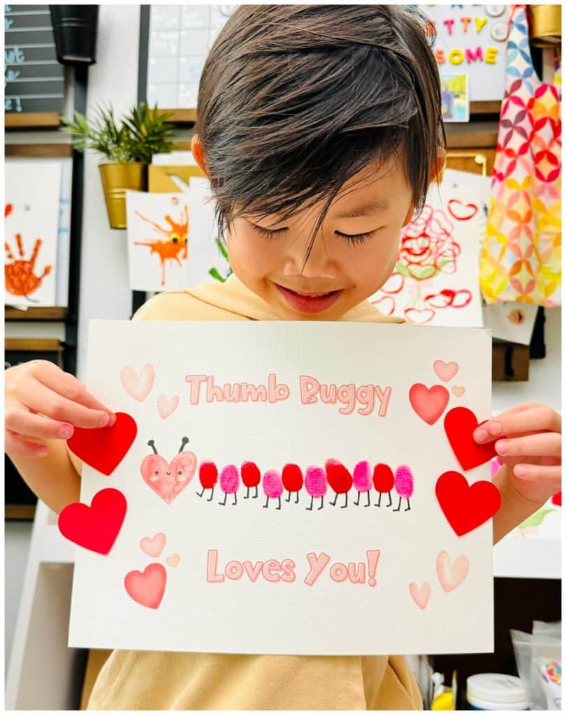 Cute Valentine Thumbprint Art - With Printable Template