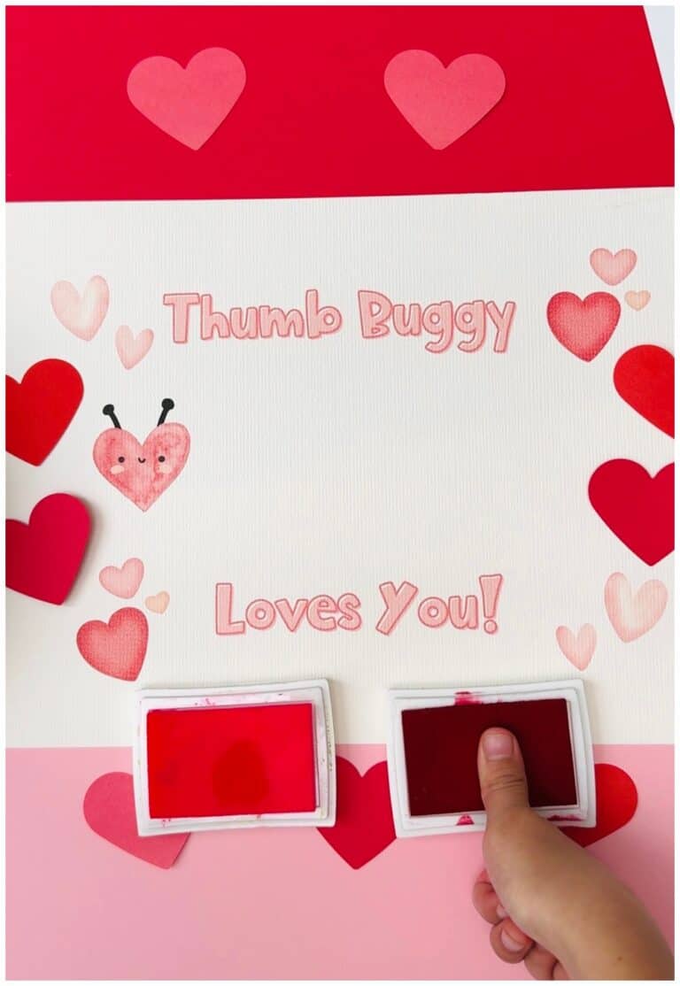 Cute Valentine Thumbprint Art - With Printable Template