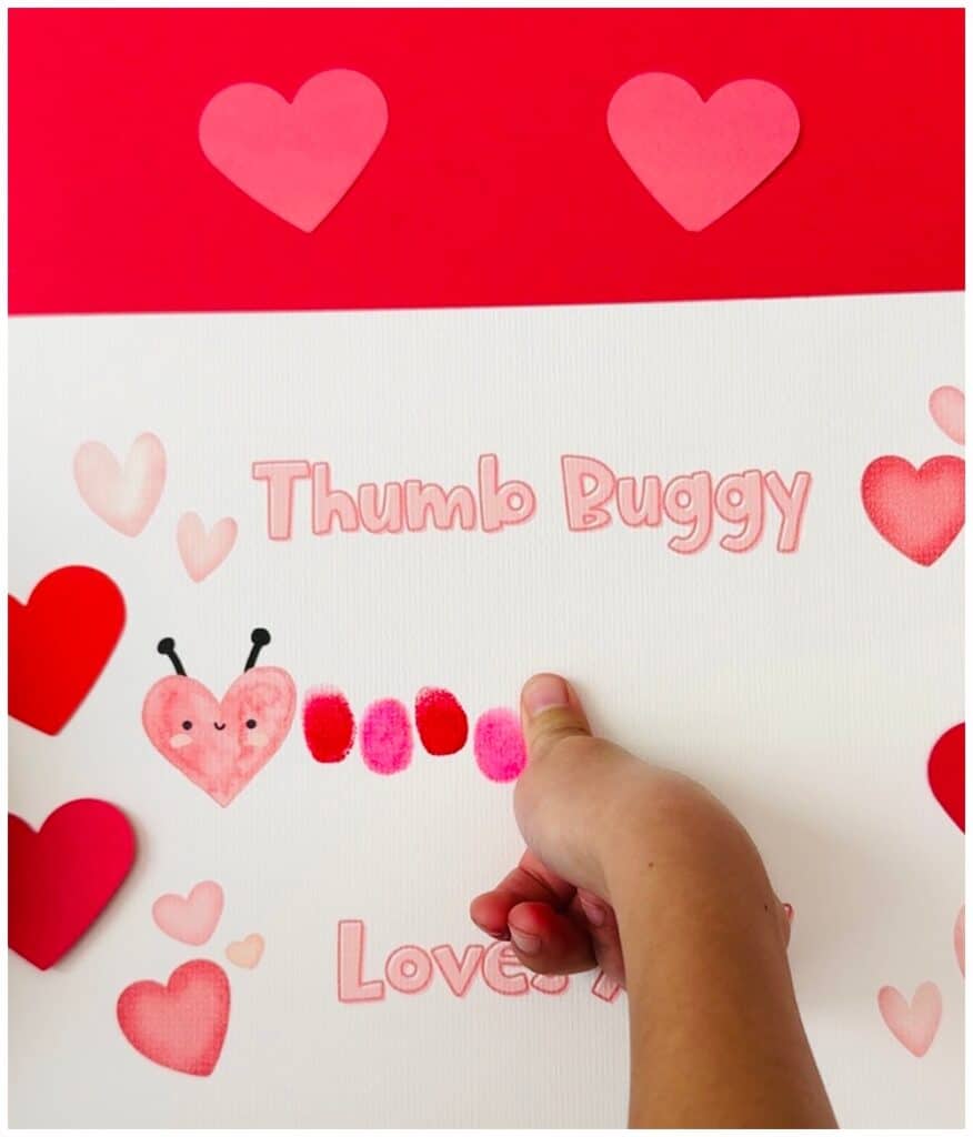 Cute Valentine Thumbprint Art - With Printable Template