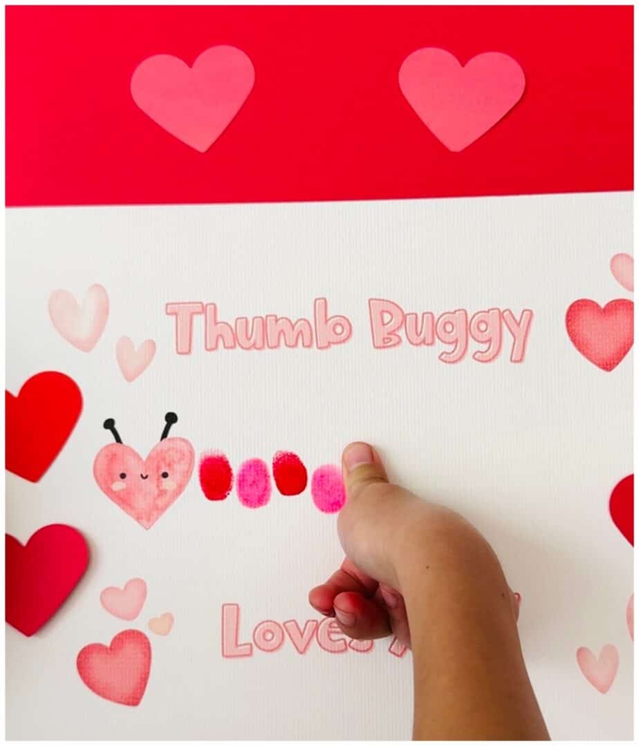 Cute Valentine Thumbprint Art - With Printable Template