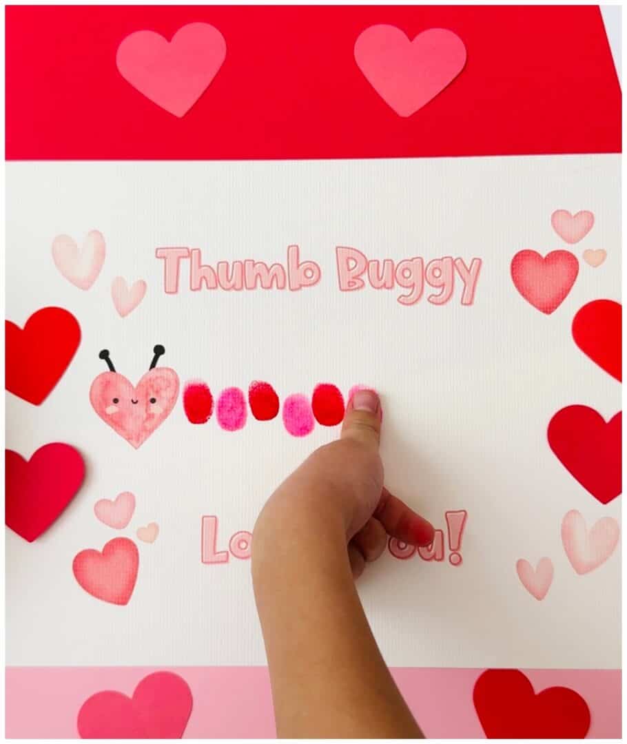 Cute Valentine Thumbprint Art - With Printable Template