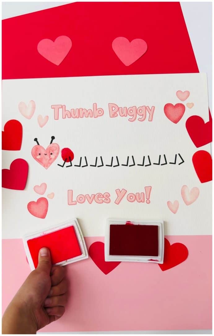 Cute Valentine Thumbprint Art - With Printable Template