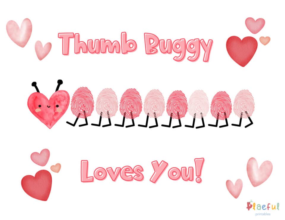 Cute Valentine Thumbprint Art - With Printable Template