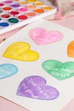 Watercolor Conversation Hearts - Free Printable Heart Template