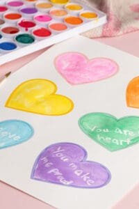 Watercolor Conversation Hearts - Free Printable Heart Template