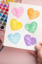 Watercolor Conversation Hearts - Free Printable Heart Template