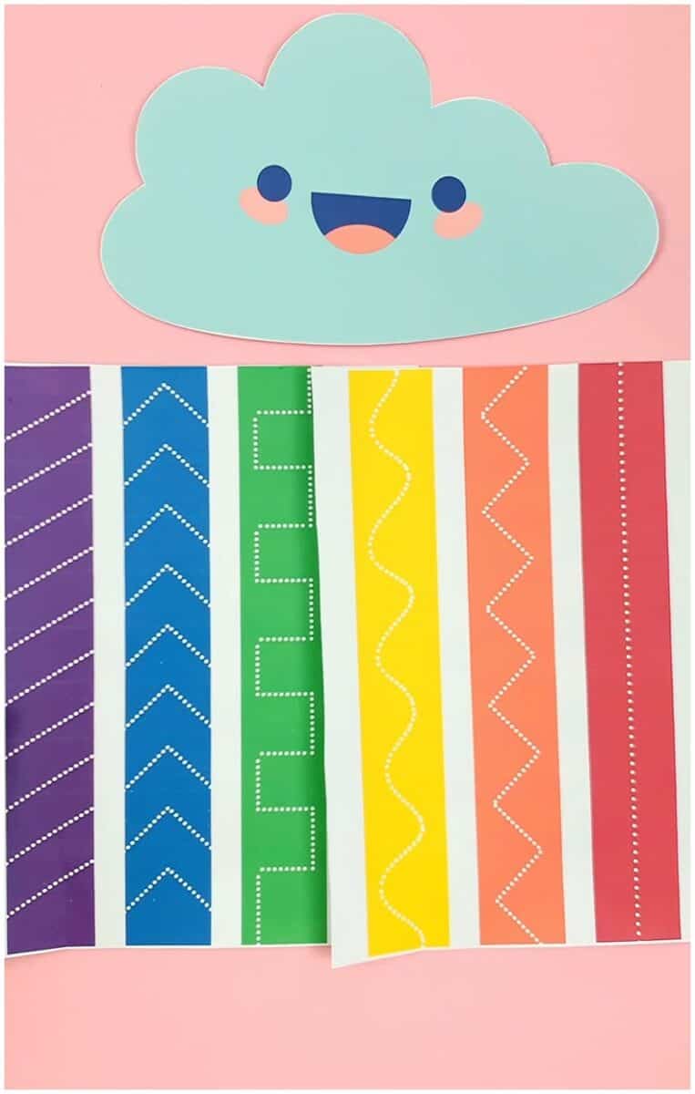 Rainbow Cloud Scissor Skills Activity For Kids