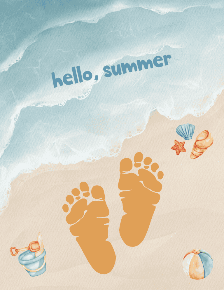 Summer Footprint Art With Printable Template