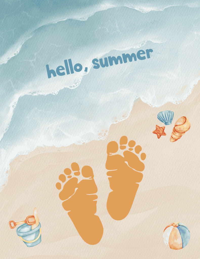 Summer Footprint Art With Printable Template
