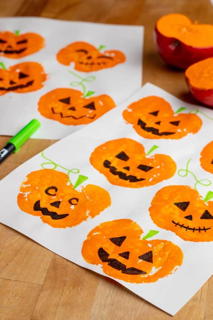Apple Pumpkin Stamping - Fall Art For Kids