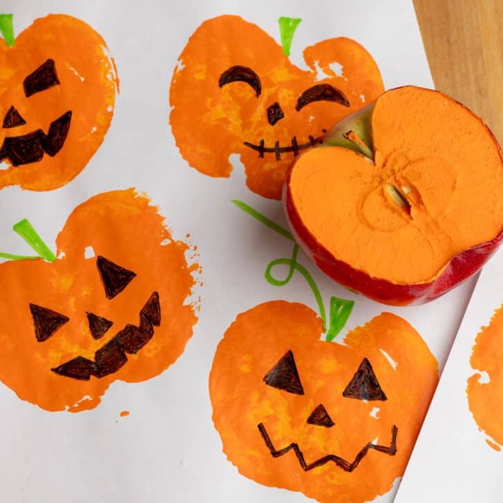 Apple Pumpkin Stamping - Fall Art For Kids